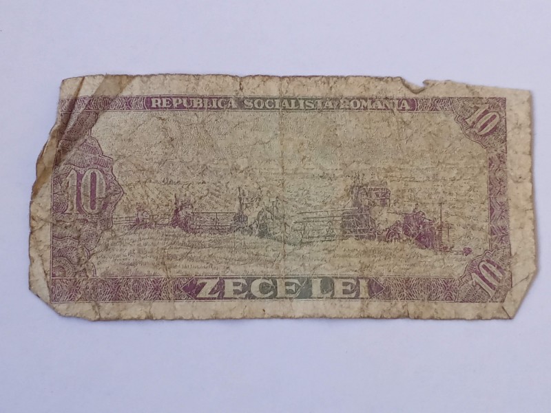 10 Lei 1966,g - Rumunija - Traktor - Kombajn -