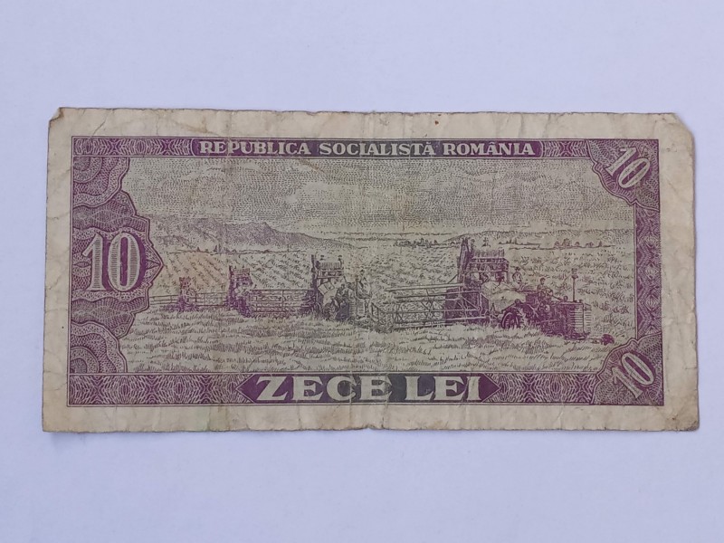 10 Lei 1966,g - Rumunija - Traktor - Kombajn -