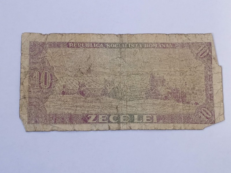 10 Lei 1966,g - Rumunija - Traktor - Kombajn -