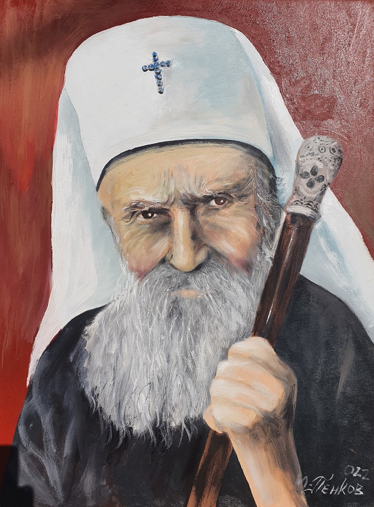 Patrijarh Pavle 5, ulje na platnu, 80×60 cm, akademski slikar M. Penkov, sertifikat, 35400 dinara