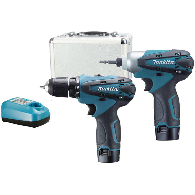 Makita akumulatorski set (DF330DWE+TD090D), u koferu sa 2 baterije i punjačem LCT204