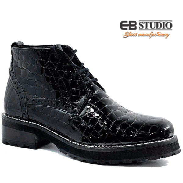 “EB STUDIO” kožna crna kroko lak duboka cipela