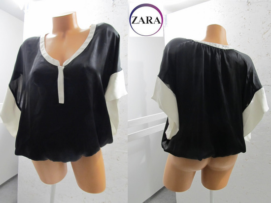 ZARA crno bela bluza vel. S