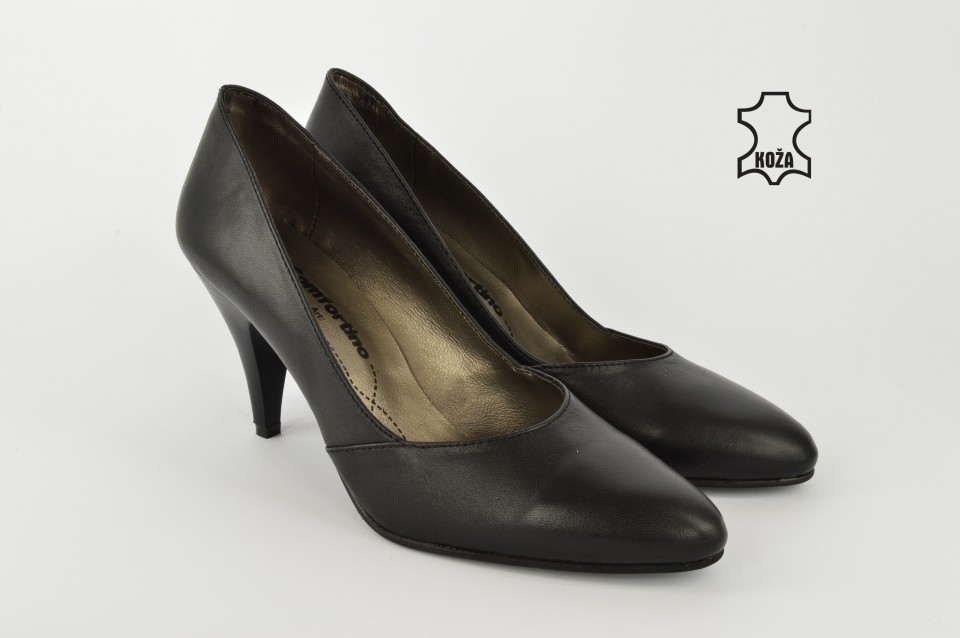 Kožne ženske cipele na štiklu 208LC crne