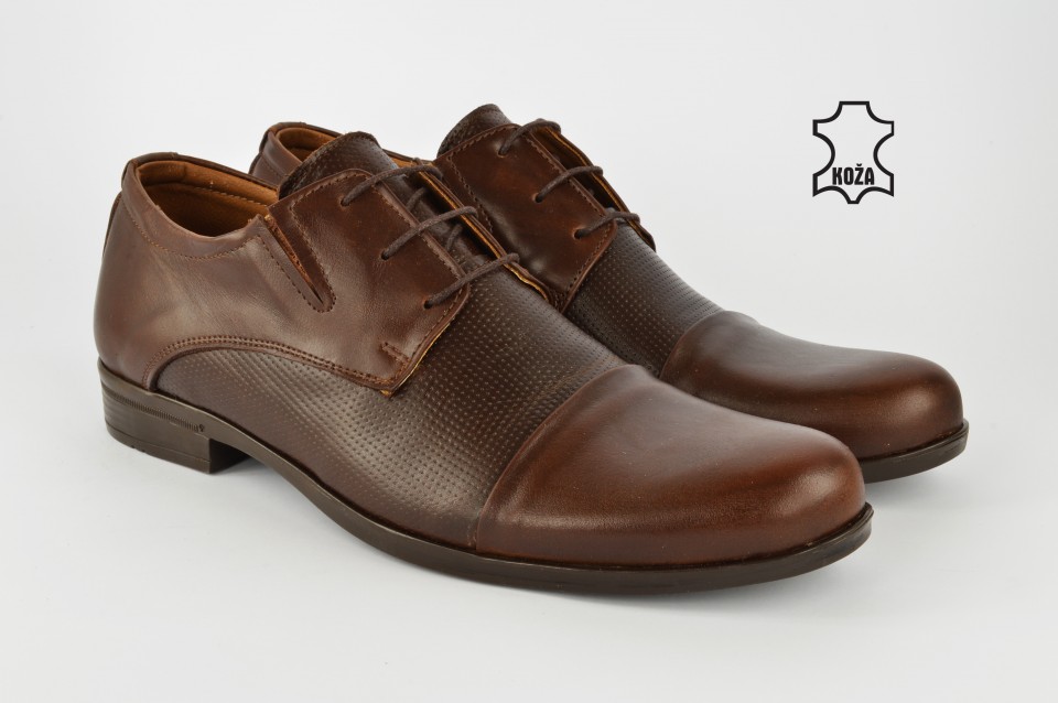 Kožne elegantne muške cipele 307-B braon