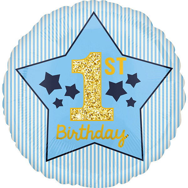 4037001
18″ Foil 1st Birthday Blue & Gold