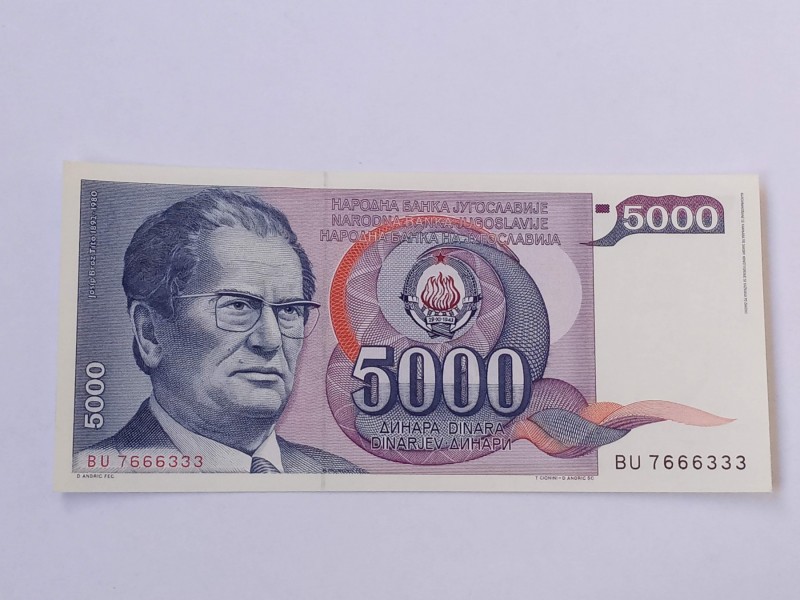 5000 Dinara 1985.g - SFRJ - TITO - ODLIČNA Novčanica
