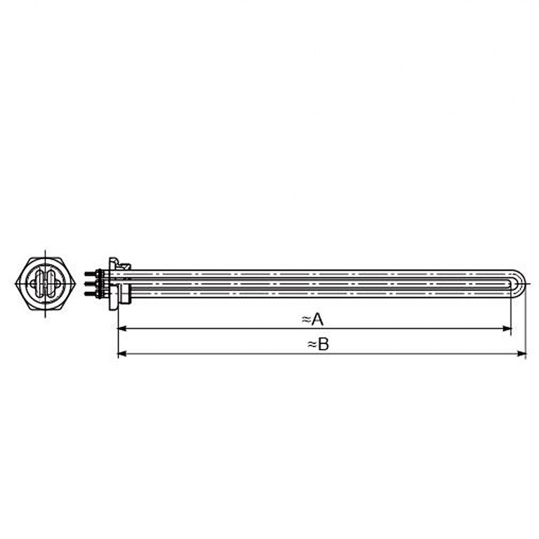 GREJAC TOPLOVODNOG KOTLA 6/4 3X3000W 9KW L495MM SR3008