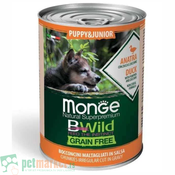 Monge Bwild: Komadići mesa u sosu za štence Puppy/Junior, 400 gr
