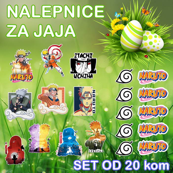 NARUTO SET NALEPNICA ZA JAJA - 20KOM