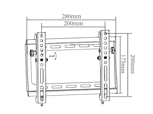 Nosac za TV/ 17''- 42''/TILT/NAGIB 0°-10°/VESA do 200x200/težina do 30kg/3,6 cm od zida/crn