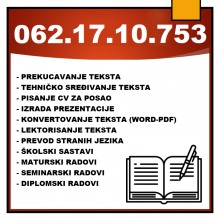 Prekucavanje teksta, obrada, prezentacije, cv