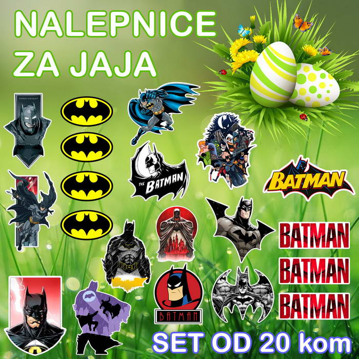 BATMAN SET NALEPNICA ZA JAJA - 20KOM