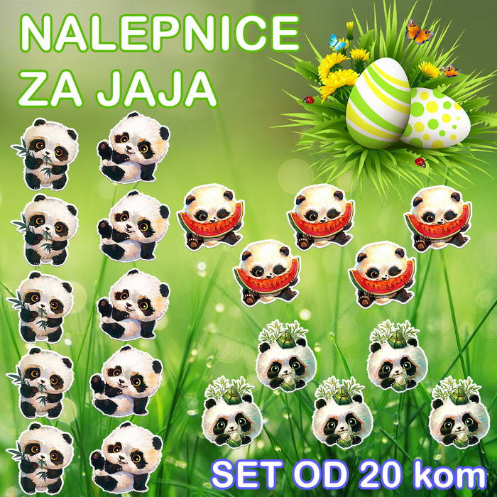 PANDA SET NALEPNICA ZA JAJA - 20KOM