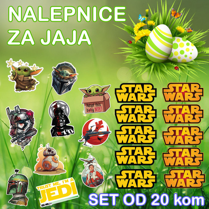 STAR WARS SET NALEPNICA ZA JAJA - 20KOM