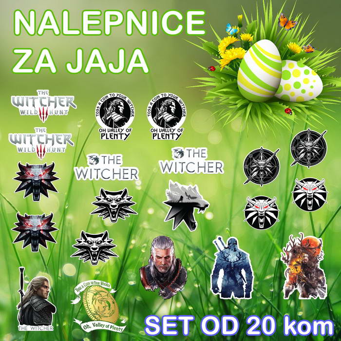 THE WITCHER SET NALEPNICA ZA JAJA - 20KOM