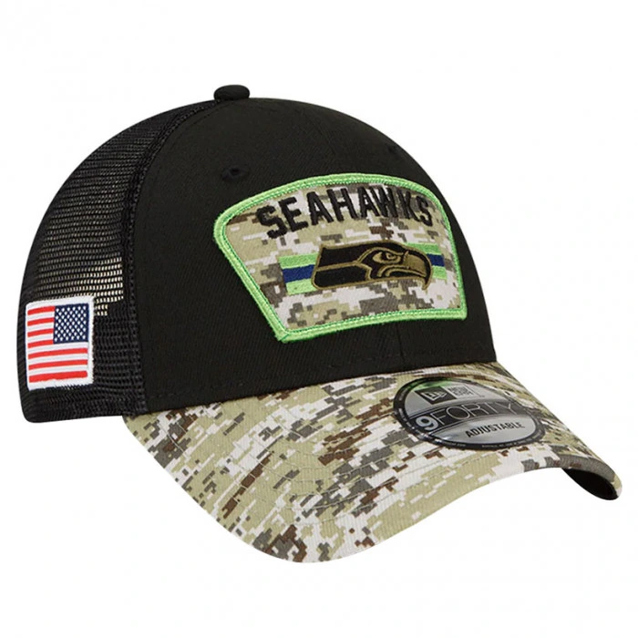 Seattle Seahawks New Era 9FORTY Trucker 2021 Salute to Service kačket