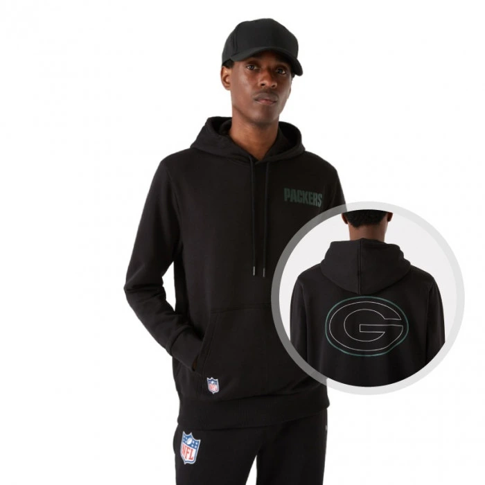 Green Bay Packers New Era Outline Logo Graphite duks sa kapuljačom