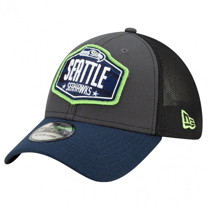 Seattle Seahawks New Era 39THIRTY Trucker 2021 NFL Official Draft kačket