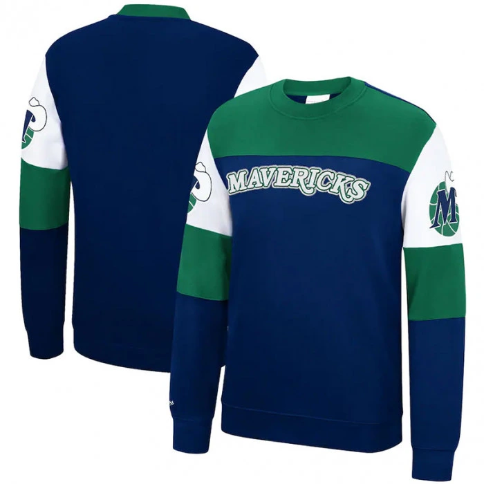 Dallas Mavericks Mitchell & Ness Perfect Season Crew Fleece duks