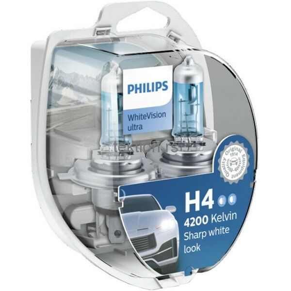 Philips 12V H4 60/55W + W5W White Vision Ultra 2+2kom