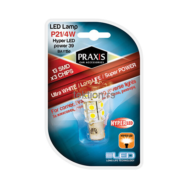 Praxis LED auto sijalica Ultra White Long Life Super Power P21/4W Blister