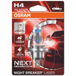 Osram auto sijalica Night Breaker Laser 12V H4 60/55W Next Generation +150% Blister