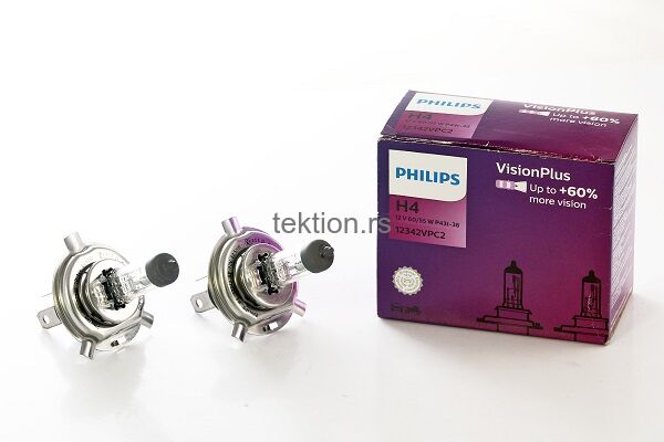 Philips 12V H4 60/55W +60% Vision Plus 2kom