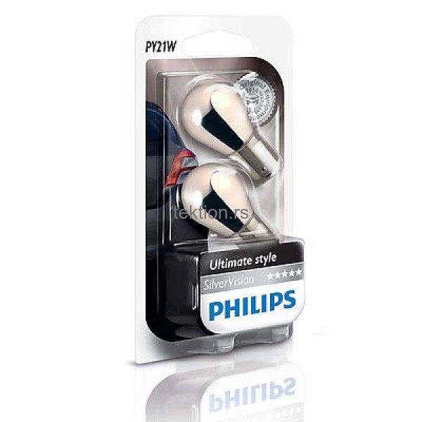 Philips auto sijalica 12V PY21W Silver Vision 2kom.