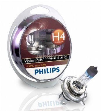 Philips 12V H4 60/55W +60% Vision Plus 2kom.