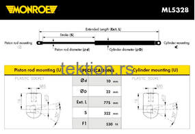 Monroe amortizer gepeka ML5328 Mercedes Vito