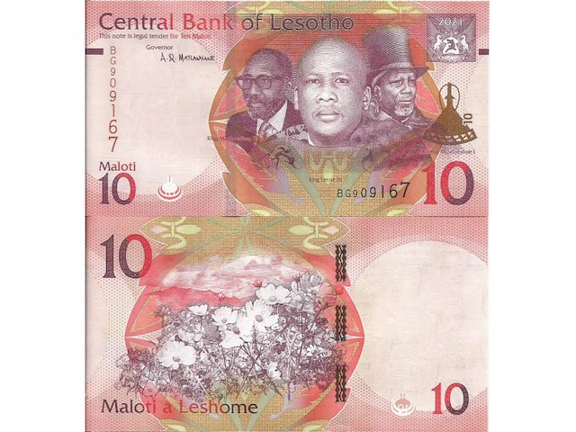 Lesotho 10 maloti 2021. UNC