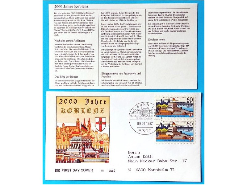 Nemačka BRD FDC 1992.