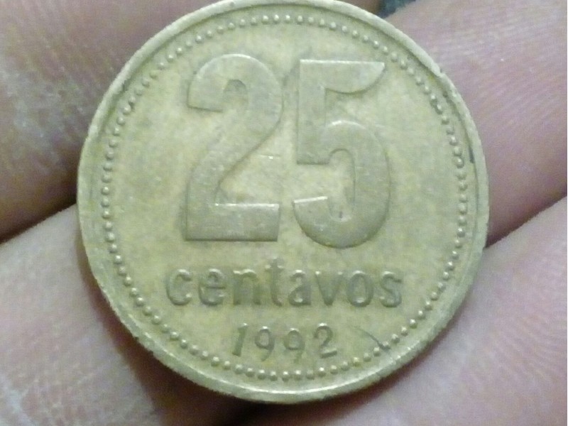 Argentina, 25 centavos 1992