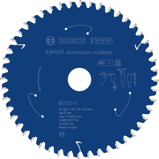 Bosch EXPERT Aluminium cordless list kružne testere, 136×1,6/1×20 mm, T48 (2608902116)