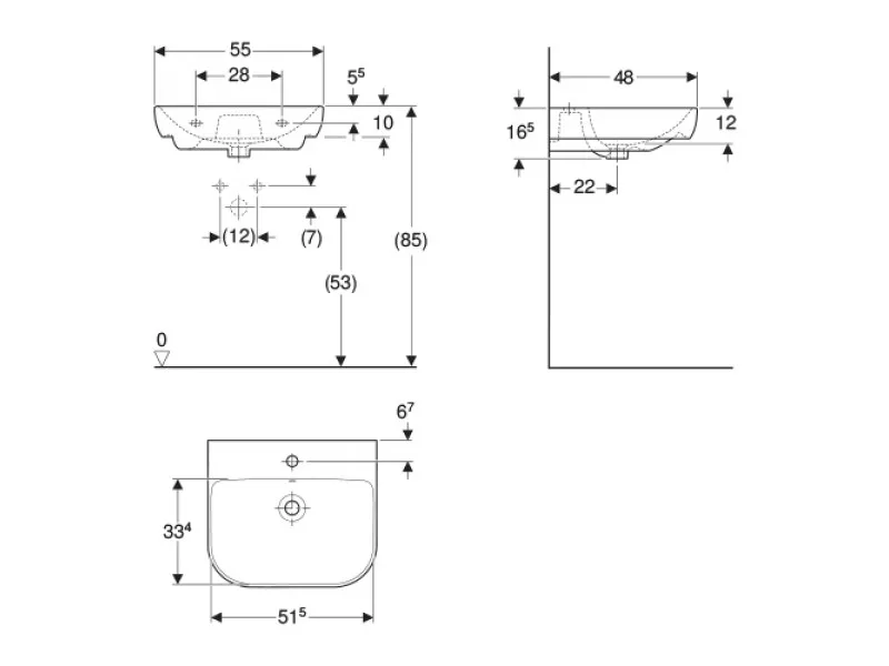 Geberit Smyle umivaonik, 55x48 cm 500.227.01.1