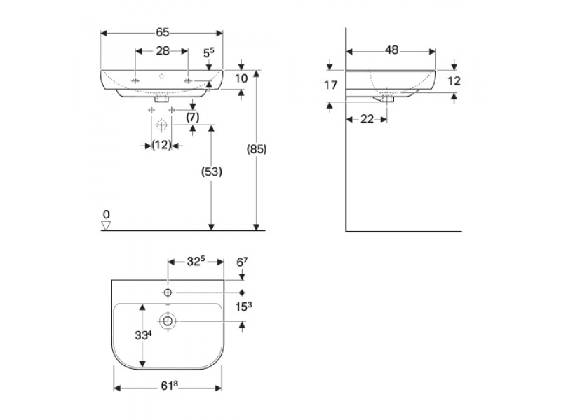 Geberit Smyle umivaonik, 65x48 cm 500.230.01.1