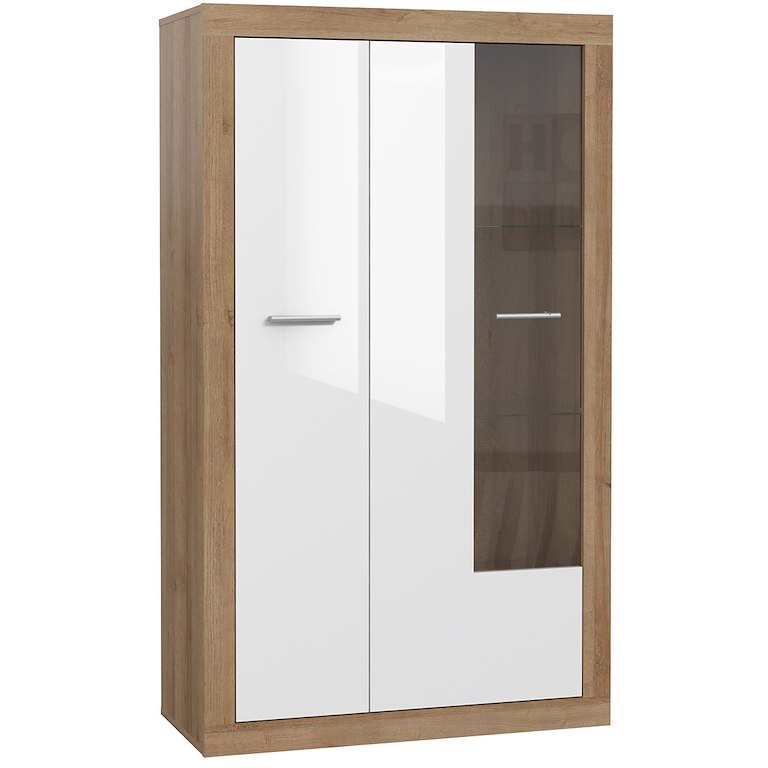 Baccio vitrina 2 vrata 93x41x258,9 bela sjaj/natur