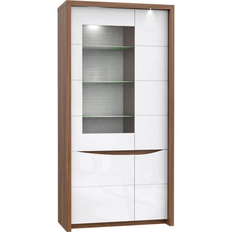 Saint Tropez vitrina 2 vrata 63x42x190 hrast/bela sjaj