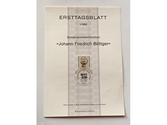 ETB Nemačka  - Johann Friedrich Bottger - 1982.g