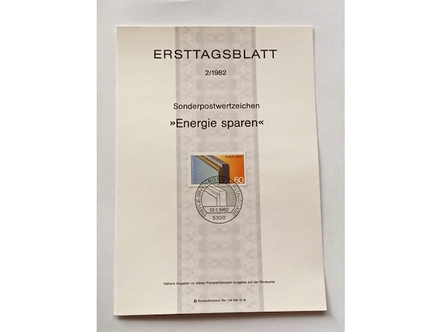 ETB Nemačka  - Energie Sparen - 1982.g