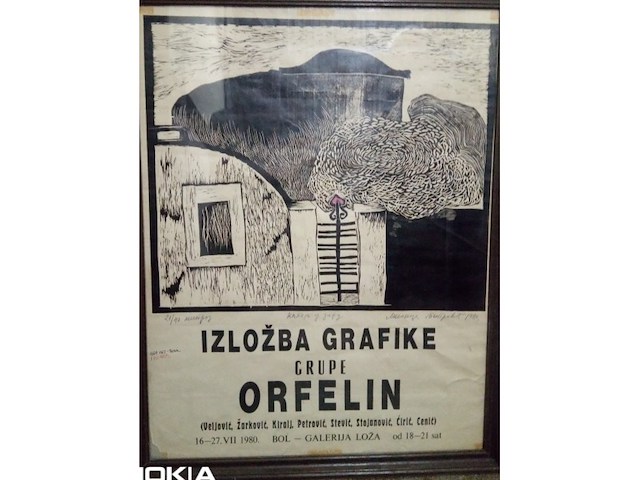 Plakat grupe Orfelin ` Bol na Braču` 1980.g 60/50cm