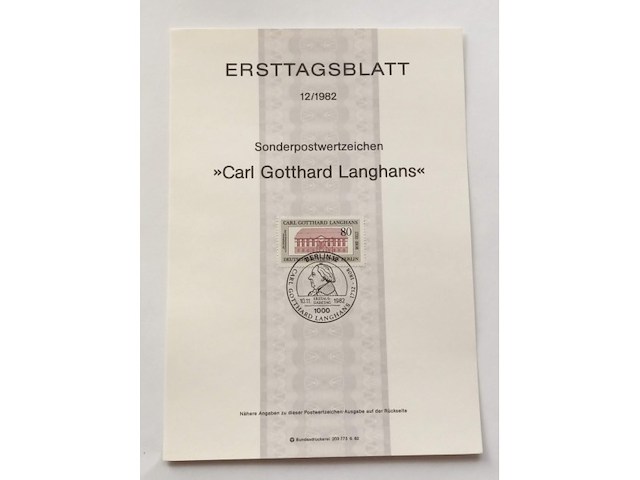 ETB Nemačka  - Carl Gotthard Langhans - 1982.g