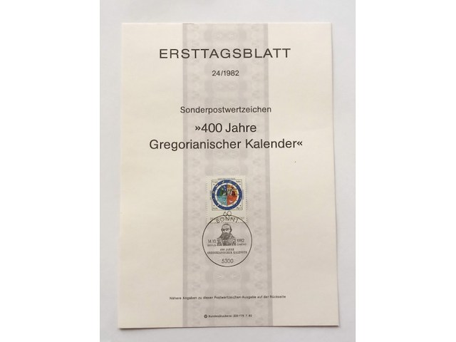 ETB Nemačka  - Gregorijanski Kalendar - 1982.g
