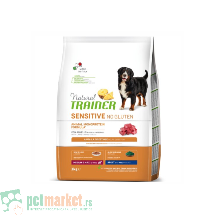 Trainer Natural: Hrana za odrasle pse Sensitive Medium/Maxi Adult, Jagnjetina