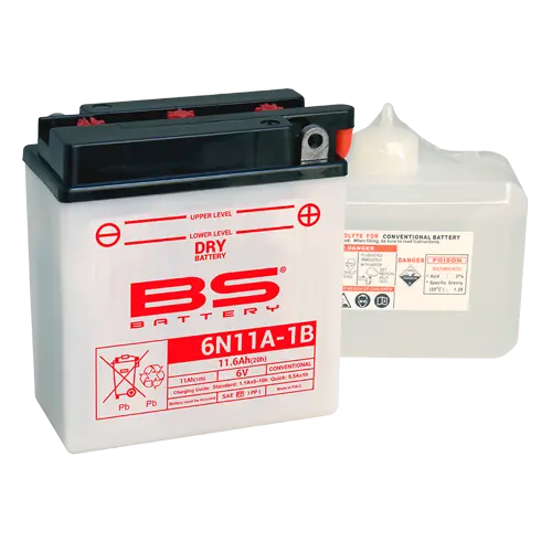 Akumulator BS 6V 11Ah sa kiselinom 6N11A-1B desni plus (122x62x131)