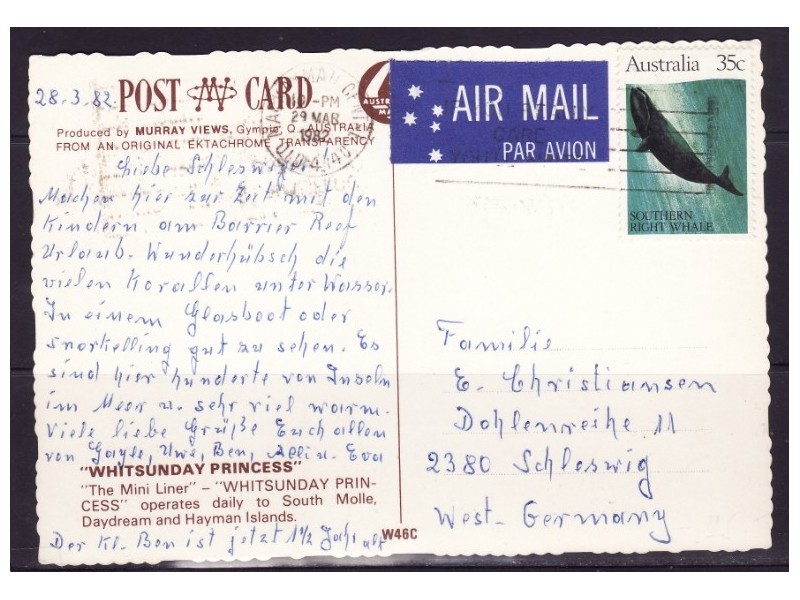 Australija - putovala razglednica - kit