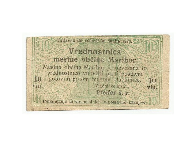 Maribor 10 vinarjev 1919.