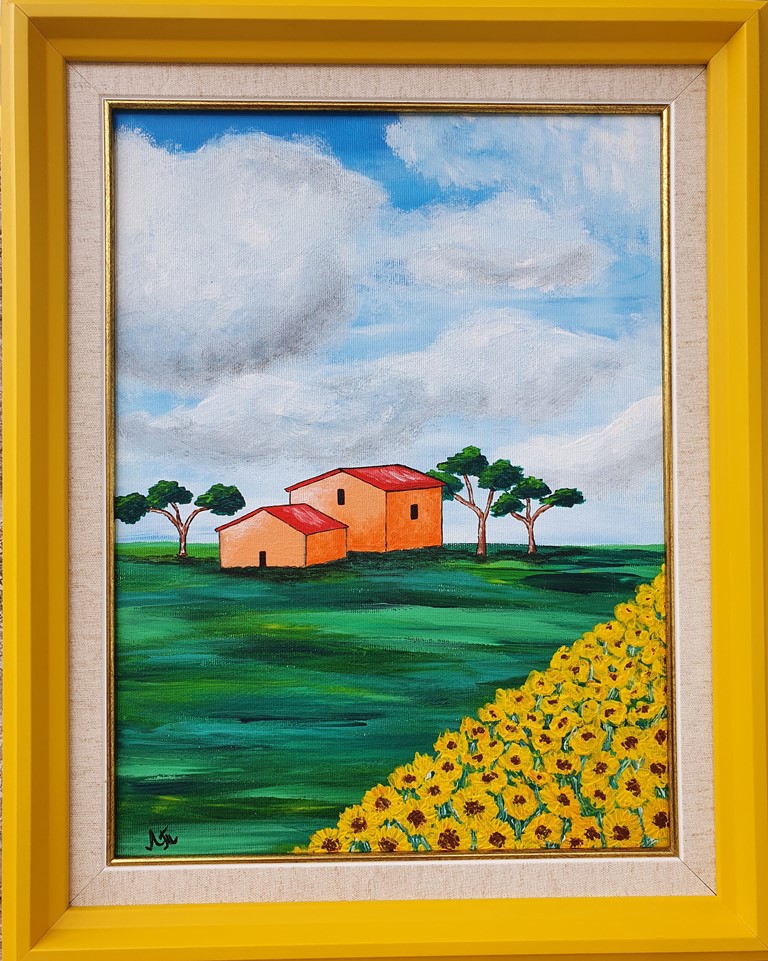 Pejzaž,akril na platnu, sa 41×51 cm, bez 30×40 cm, Tijana L. , sertifikat, 60 eura