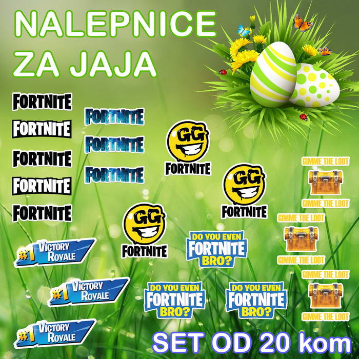 FORTNITE SET NALEPNICA ZA JAJA - 20KOM